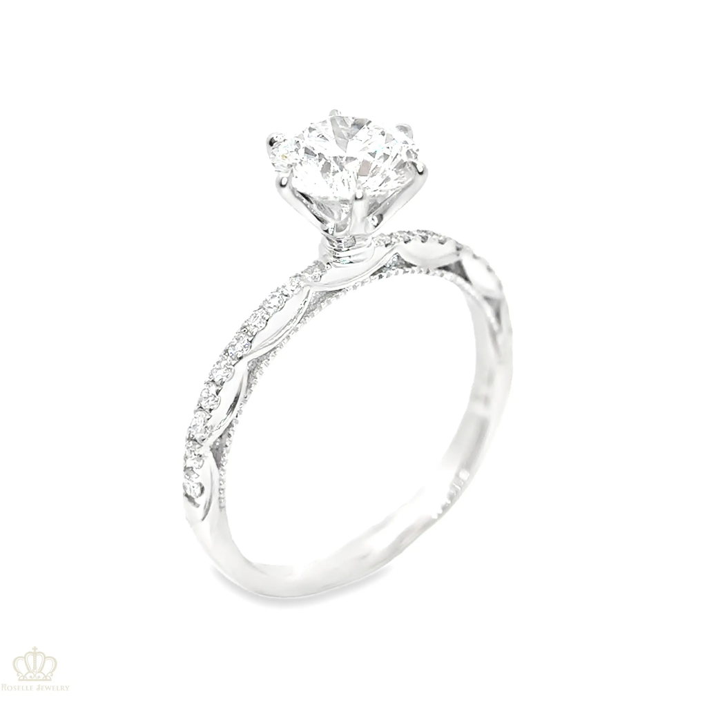 LGV210 Four Prong Side Stone Vintage Engagement Ring Setting | Roselle ...